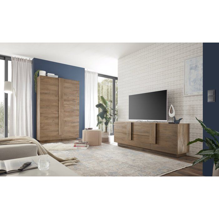 Meuble TV Silea Dmora, en Bois Plaqué Chêne Marron 182x44x63h cm ...