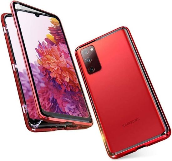 Coque Magnétique Samsung Galaxy S20 FE, Adsorption Magnétique 360° Antichoc Verre Trempé Métal ...
