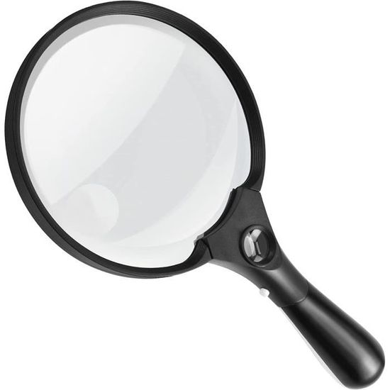 Loupe avec Éclairage à 3 LED, Loupe de Lecture, Portable 2X 4X 25X Loupe Grossissante à Main ...
