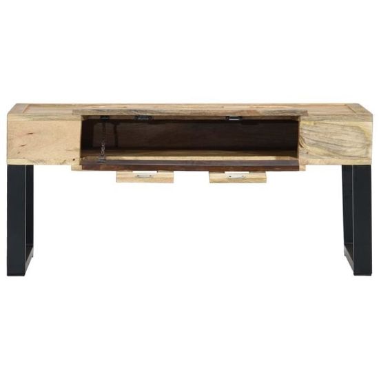Dilwe Table basse Style cassette 100x52x45 cm Bois de manguier massif2 ...