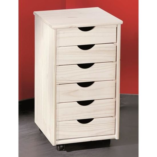 Caisson container de rangement en pin SIMON blanc - Cdiscount Maison