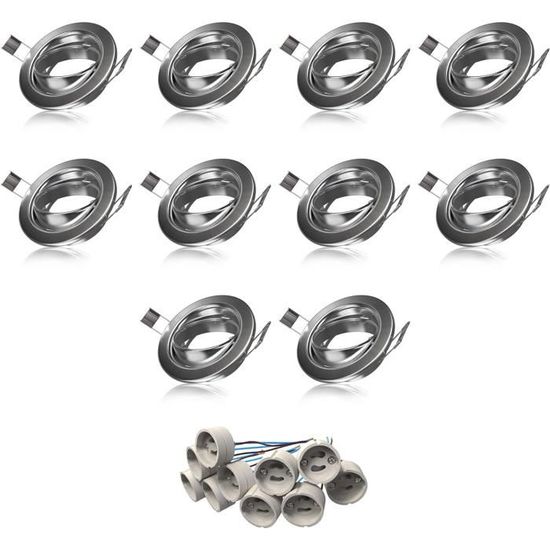 B.K.Licht lot de 10 caes pour spots à encastrer, orientables, livré avec douilles GU10 ...