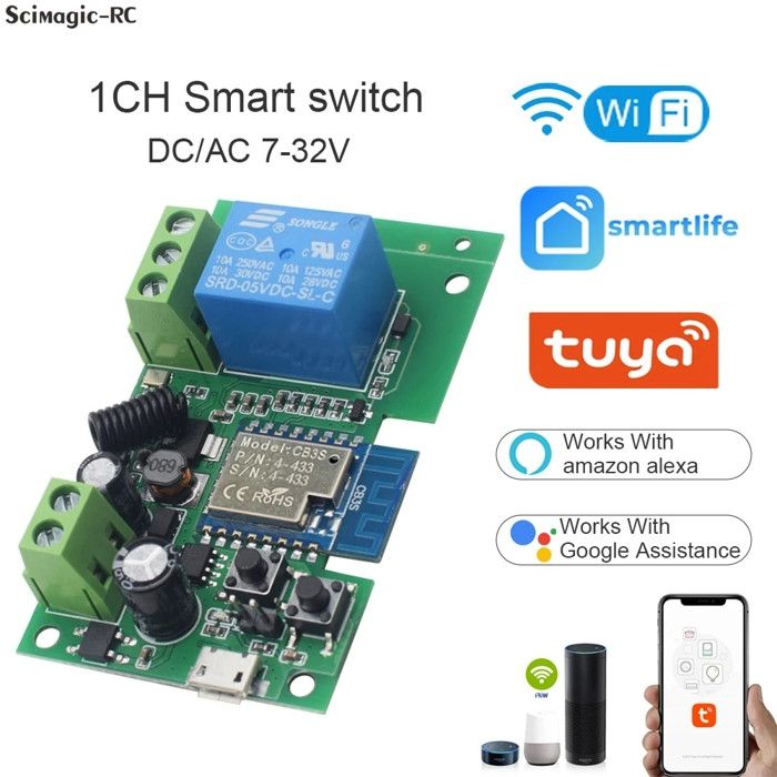 TUYA WIFI Smart Relay Module Switch,Contrôleur de moteur,DC 7-32V AC ...