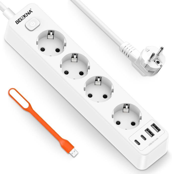 8 en 1 Multiprise USB C 4 Prises avec 4 Ports USB Chargeur de Voyage ...