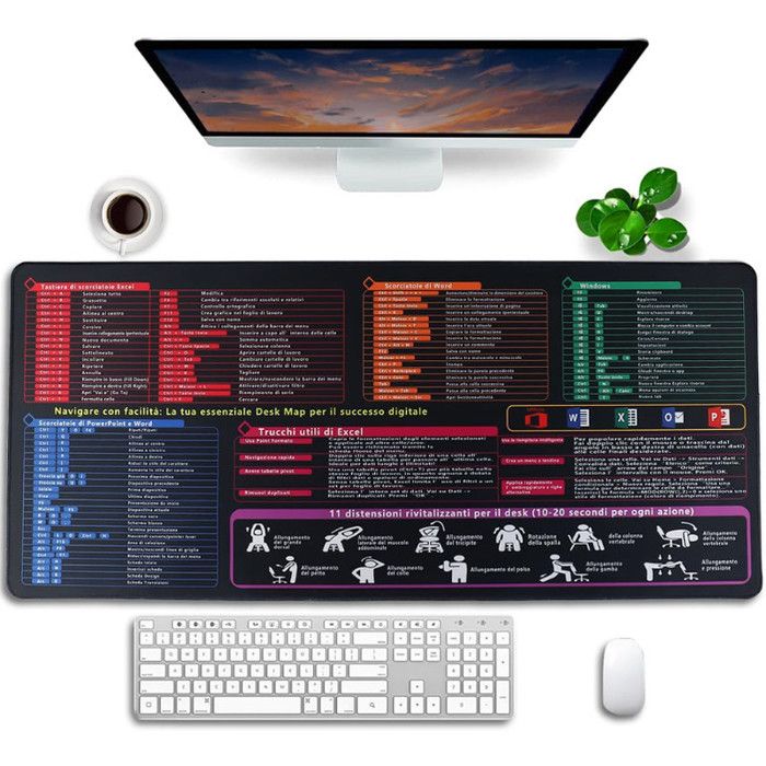 Tapis de souris raccourcis clavier en Italiano, Tapis de souris 900x400 ...