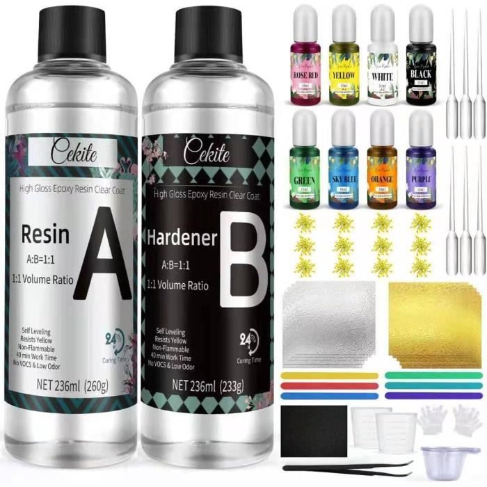 Resine Epoxy Transparente 2 parties 470ml, Kit Resine Epoxy Complet ...