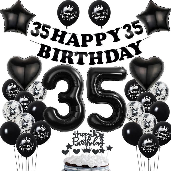 Ballon 35 Ans Anniversaire Femme Homme Noir, 35 Ans Anniversaire Femme ...