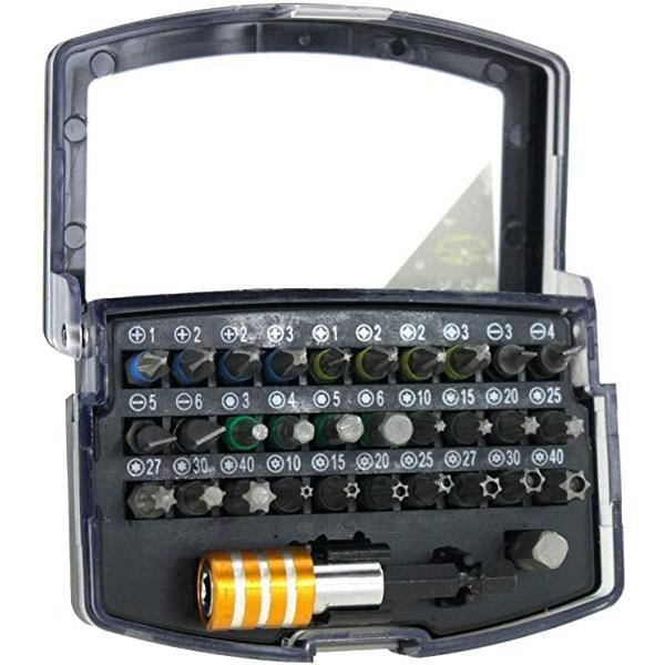 32 pièces. Boîte d'embouts de vissage + Porte-embouts + Visseuse sans ...