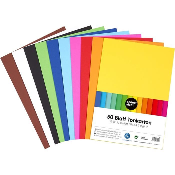 50 feuilles de papier cartonné A4, carton de bricolage, teinté dans la ...