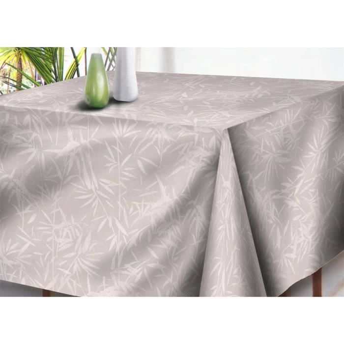 Nappe anti-taches Ovale 150x240 cm - Zen Bambou gris - Cdiscount Maison