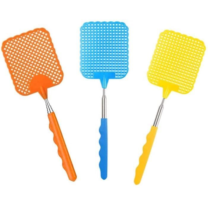 3 pièces Tapette à Mouches Multicolore Mouche Telescopique Plastique ...