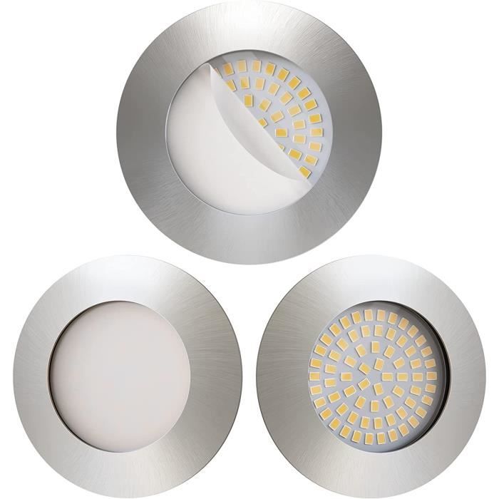 Lot de 3 spots LED encastrables ultra plats pour salle de bain - Blanc chaud - 220-230 V - CRI ...
