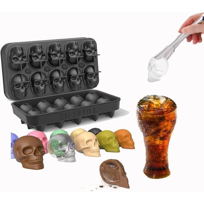 10 Grilles 3D Skull Ice Tray Crâne Crâne Cyaléen Moule À Gateau En ...