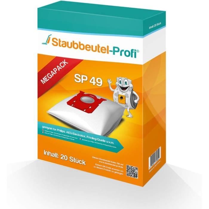 20 Sacs D'Aspirateur Aeg, S-Bag, Philips Fc 9050.9099 -Jewel, Fc 9100. ...
