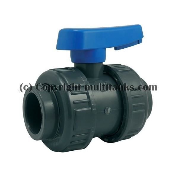Vanne PVC à sphère double union - serie eau - raccordement femelle à ...
