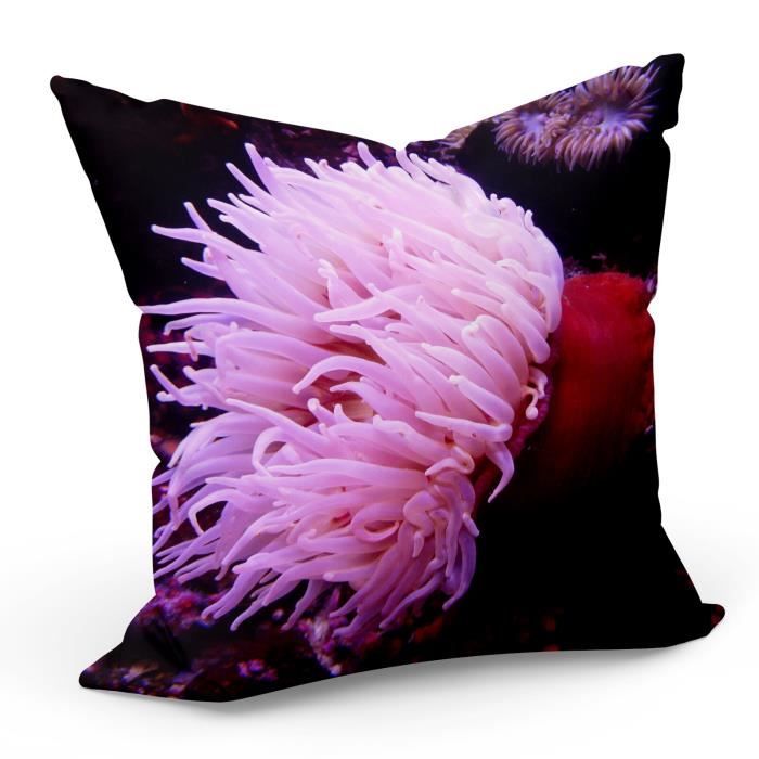 Housse de coussin Anemone de Mer Rouge et Rose Plongée Vie Sous Marine ...