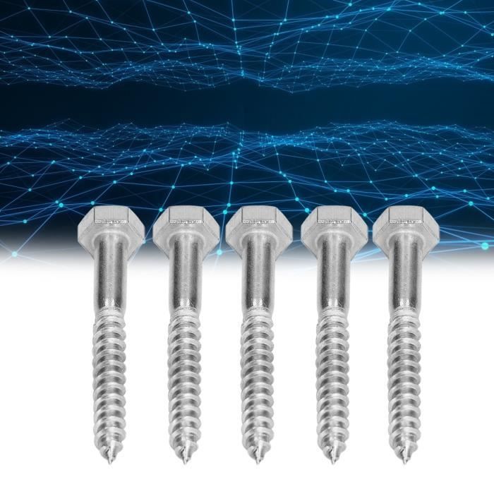 JIN-Boulon à demi-filetage en acier inoxydable 304 vis à tête hexagonale en bois vis ...