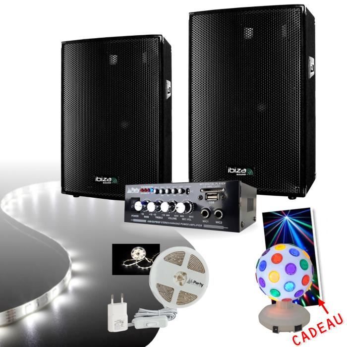 Sono 600w avec 2 Enceintes Sono 300W - 1 Ampli Hifi BLUETOOTH et USB ...