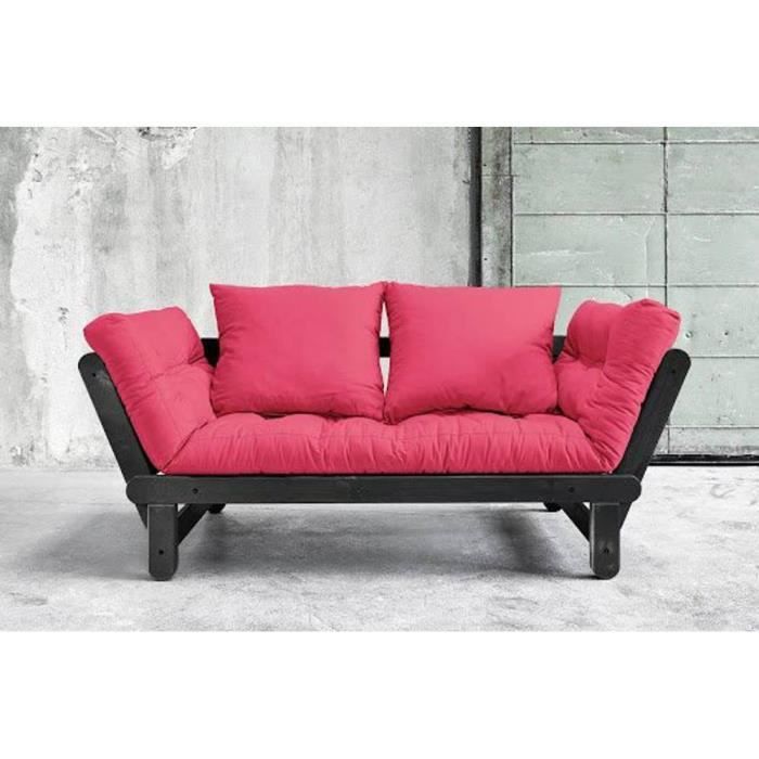 Banquette méridienne noire convertible futon rose magenta BEAT couchage ...