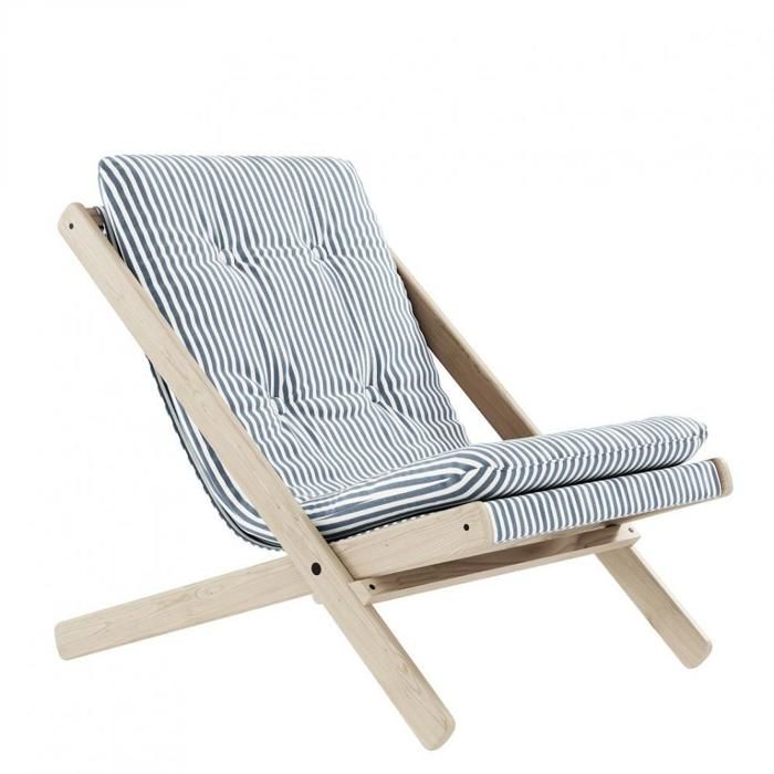 Fauteuil futon BOOGIE hêtre massif naturel coloris beach blue bleu ...