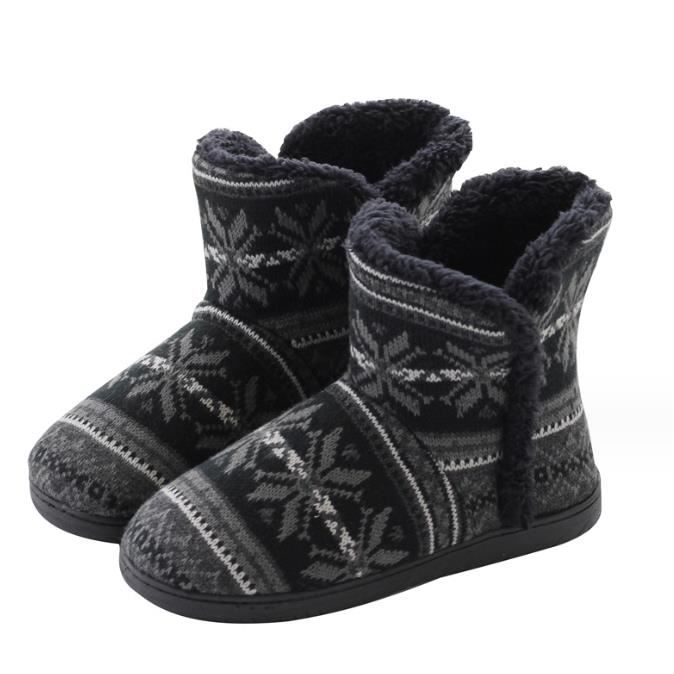 Pantoufles Chaudes d'Hiver pour Femmes - Marque - Noir - Doublure en ...