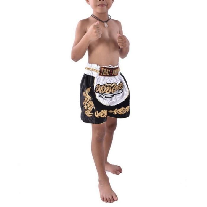 Short Enfant Muay Thai - Traditionnel - Couleur Blanche - Taille 7-10 ...