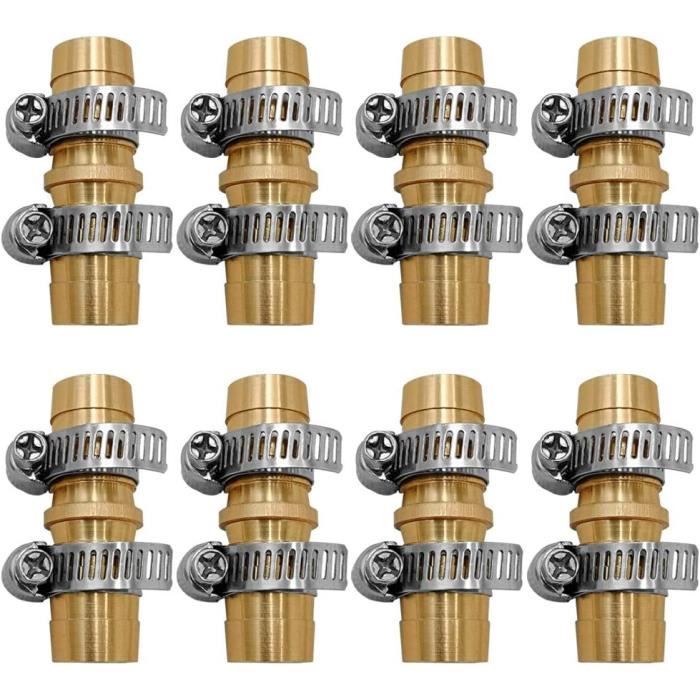 Lot De 6 Raccords De Tuyau D'Arrosage En Laiton 5-8" Avec 6 Colliers De ...