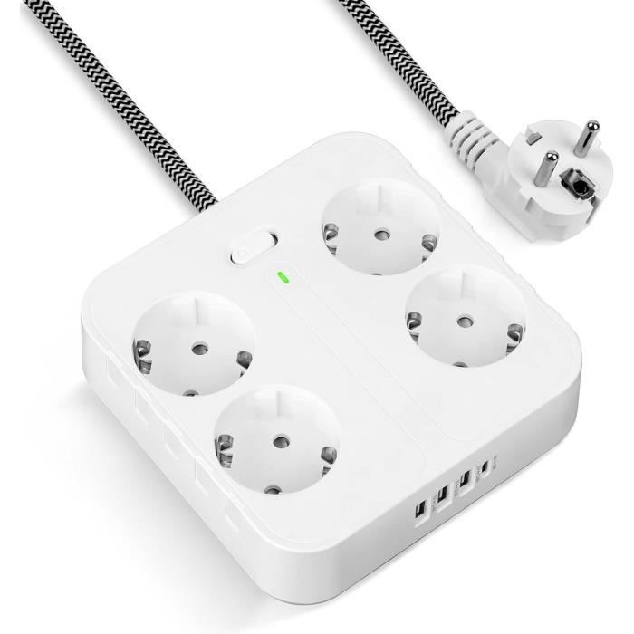 Multiprise Electrique 8 En 1 Bloc Multiprise Avec 4 Prises(250V-16A ...