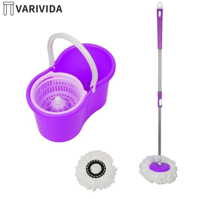 VARIVIDA Kit Balai Serpillère rotatif et Seau Essoreur pour Nettoyage ...