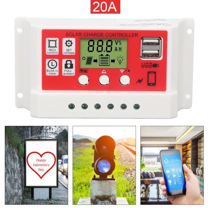 Contrleur solaire PWM Contrleur de Solaire Régulateur de Photovoltaque de Batterie au Lithium ...