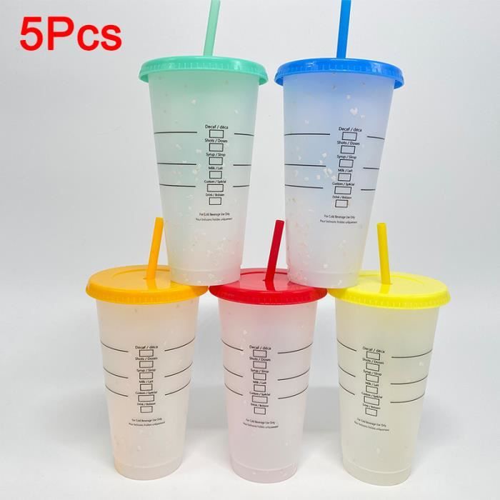BOL,5 pcs snowflake cup-710ml--Tasse à café en paille avec couvercle ...