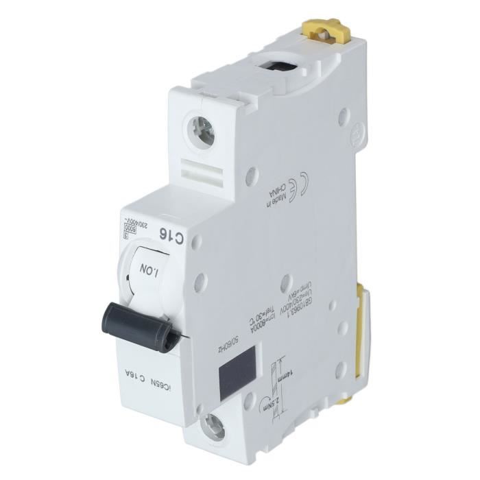 Zerone Disjoncteur 1P Disjoncteur miniature 1P Isolateur de courant résiduel Montage sur rail ...