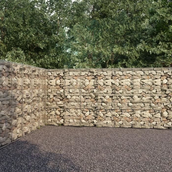 Mur à gabion avec couvercles en acier galvanisé 600 x 30 x 200 cm ...
