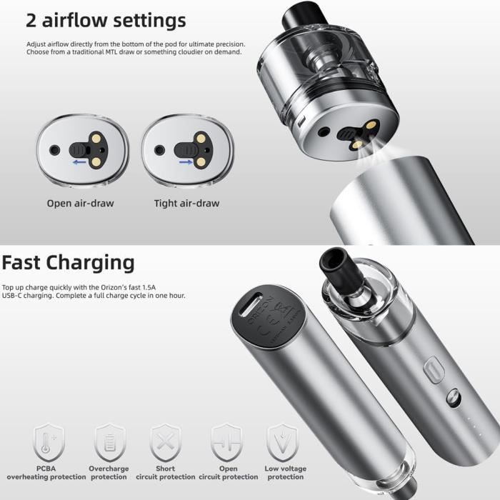 Original Orizon Kit Penna Vape Semplice 1500mah 25w Kit De Démarrage Avec Pod De 40 Ml No E