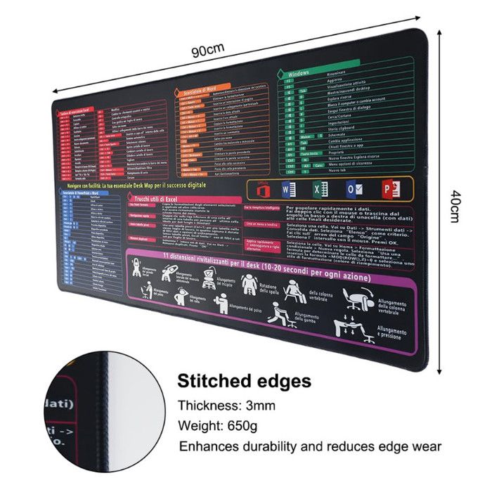 Tapis de souris raccourcis clavier en Italiano, Tapis de souris 900x400 ...