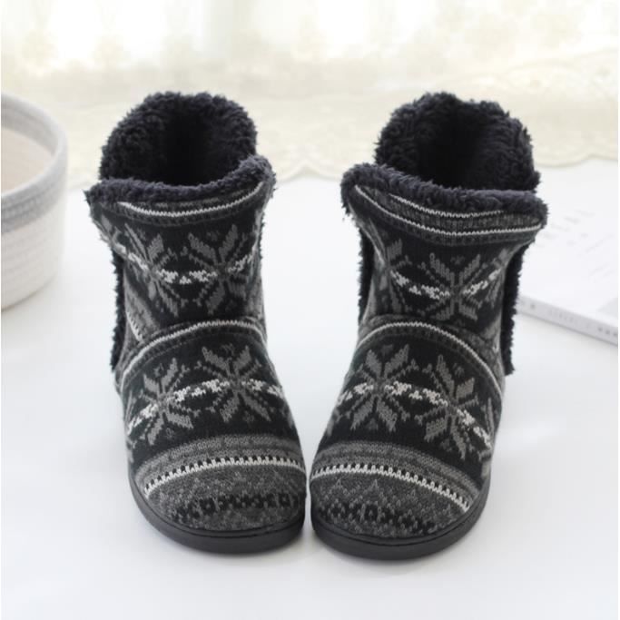 Pantoufles Chaudes d'Hiver pour Femmes - Marque - Noir - Doublure en ...