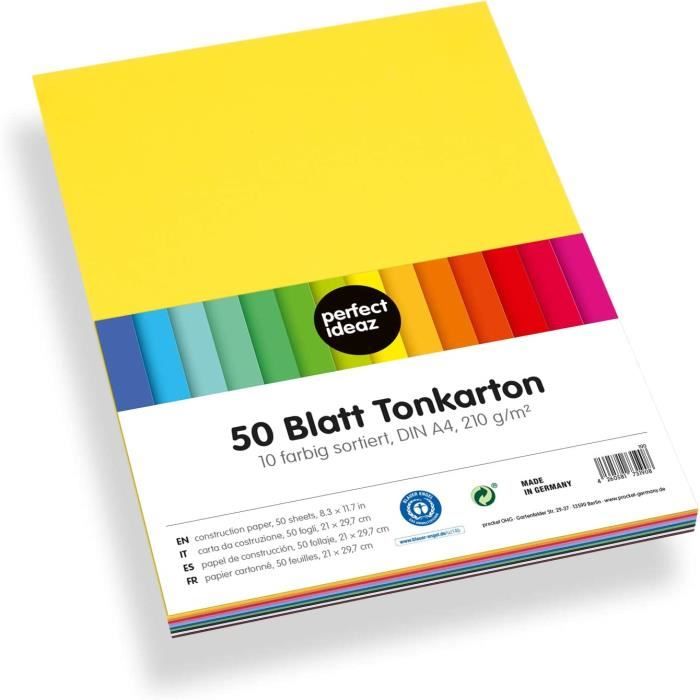 50 feuilles de papier cartonné A4, carton de bricolage, teinté dans la ...