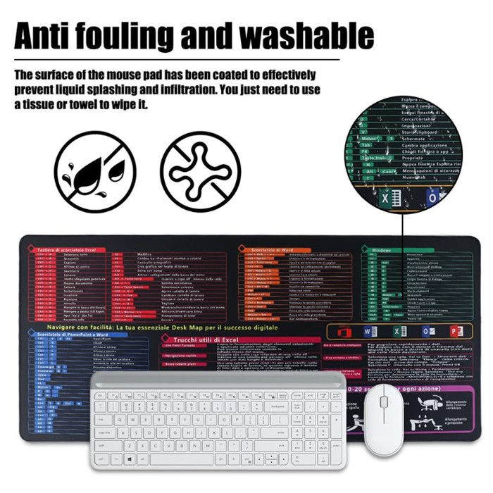 Tapis de souris raccourcis clavier en Italiano, Tapis de souris 900x400 ...