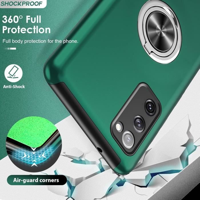 Coque pour S20 FE 5G-4G avec 2 Verre Trempé Vitre Protection et Anneau Telephone, Militaire PC ...