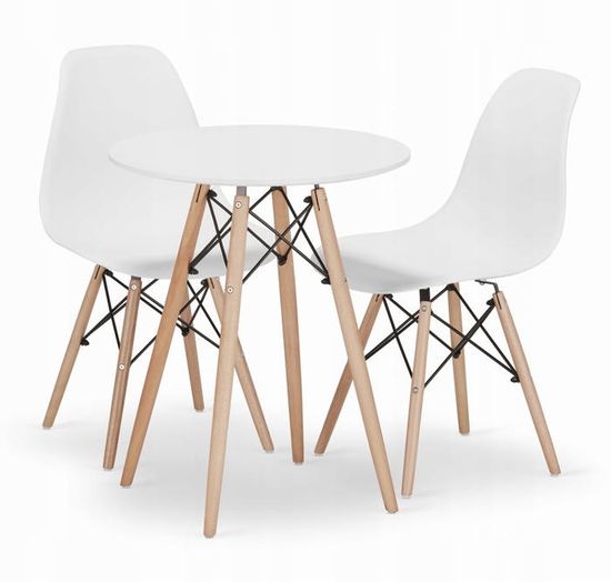Ensemble table ronde blanche TODI 60 + 2 chaises blanches OSAKA ...