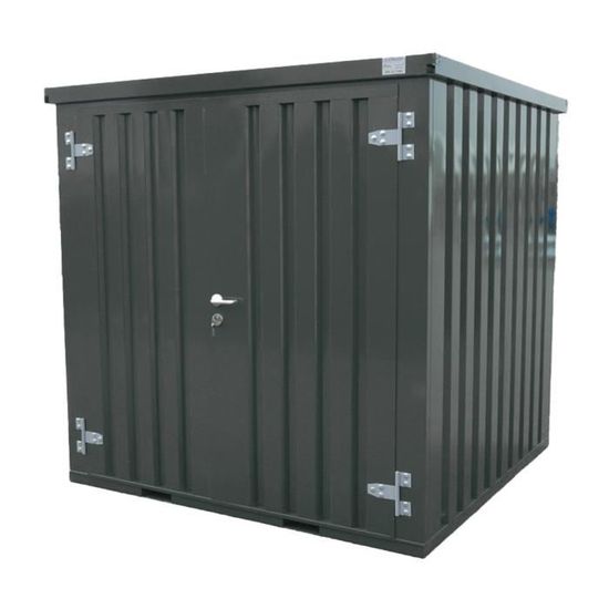 ABRI DE JARDIN STYLE BOX CONTENEUR DEMONTABLE 2X2 AVEC DOUBLE PORTEGris ...