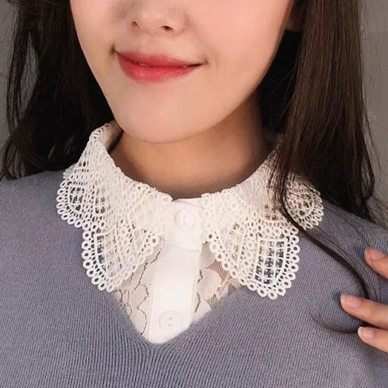 Tissu,Faux col blanc pour femme, faux chemisier détachable, demi ...
