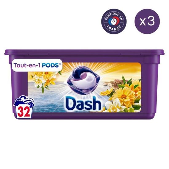 3x32 Pods Escale Corse, Lessive en Capsules Dash - Cdiscount Electroménager