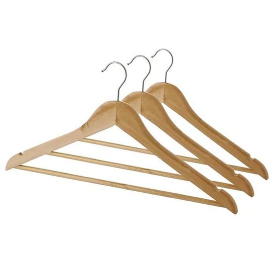 Lot de 3 cintres en bois et métal coloris naturel - Longueur 44,50 x ...