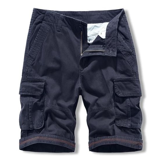 Short Cargo Homme Coupe Droite Multipoches Casual Short Ete Coton ...