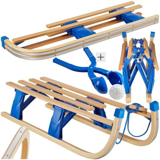 TECTAKE Luge pliable JEFFREY en bois de hêtre et plastique avec patins ...