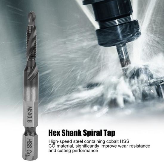 Taraud en spirale à tige hexagonale Tournevis à taraud composé ...