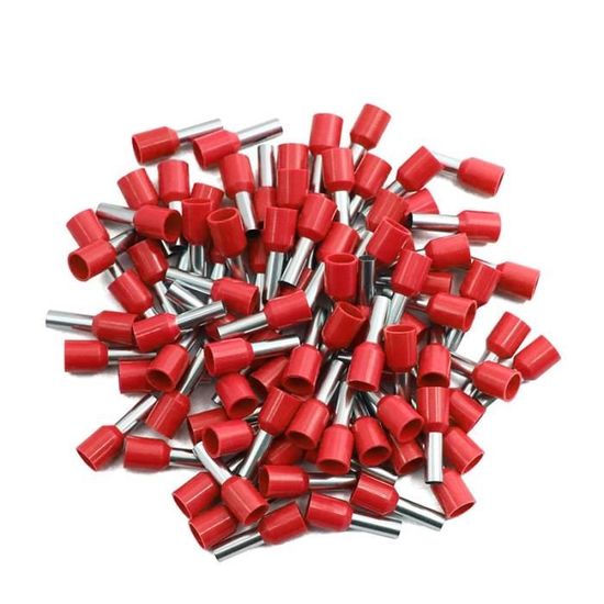 COSSE ELECTRIQUE,Rouge-E0508--100 pcs-Pack E0508 E7508 E1008 E1508 E2508 embouts isolés bornier ...