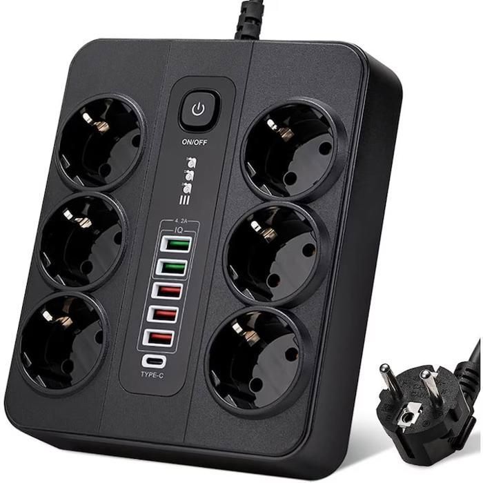 Multiprise Électrique 3000W, BYONDSELF, 6 Socket, Protection Enfant, 5 ...