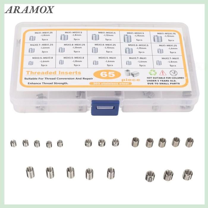 ARAMOX Insert fileté Kit de Réparation de Filetage, 65 Pcs D'assortiment fileté Kit D ...
